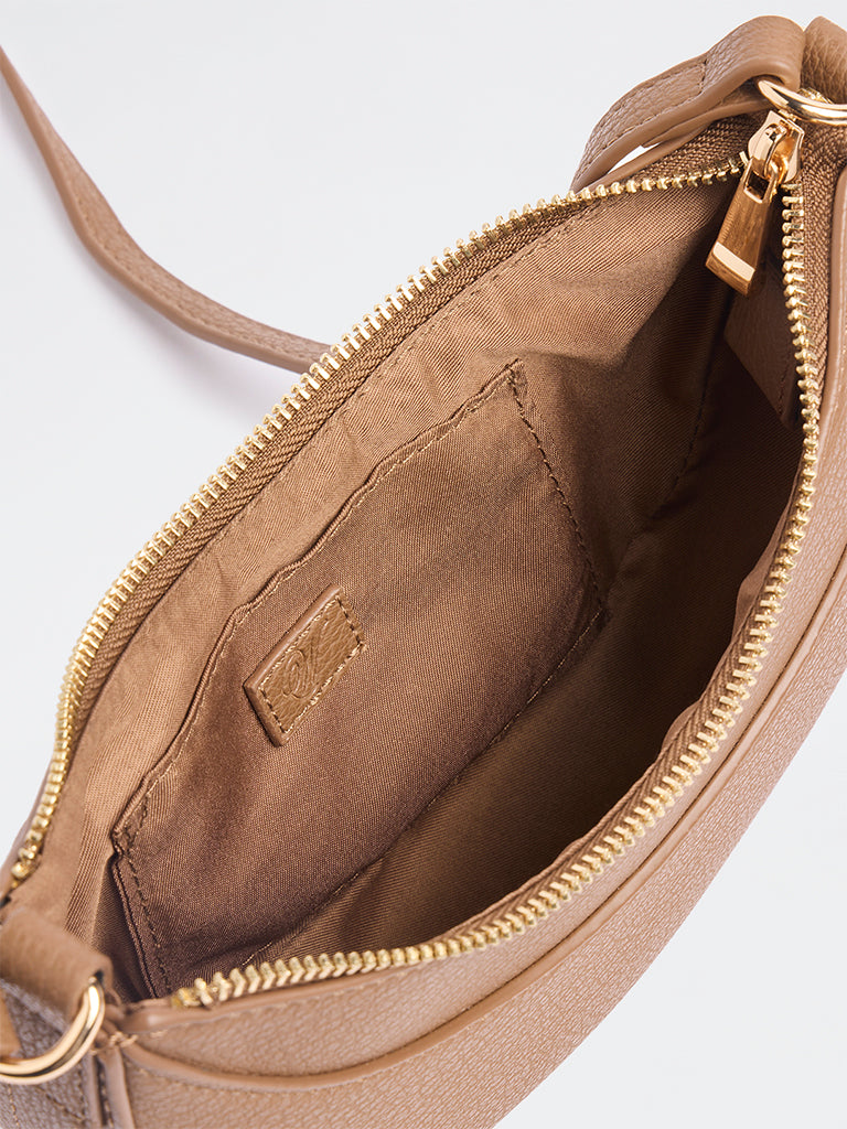 Buy Westside Brown Textured Crescent Sling Bag from Westside