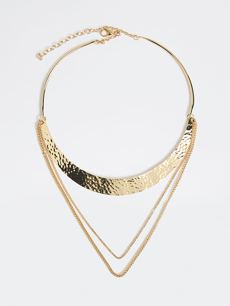 Buy Westside Accessories Gold Hammered Statement Necklace from Westside