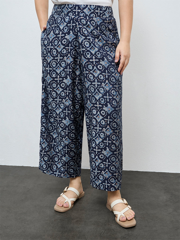 Buy Diza Indigo Printed Ethnic Pants from Westside