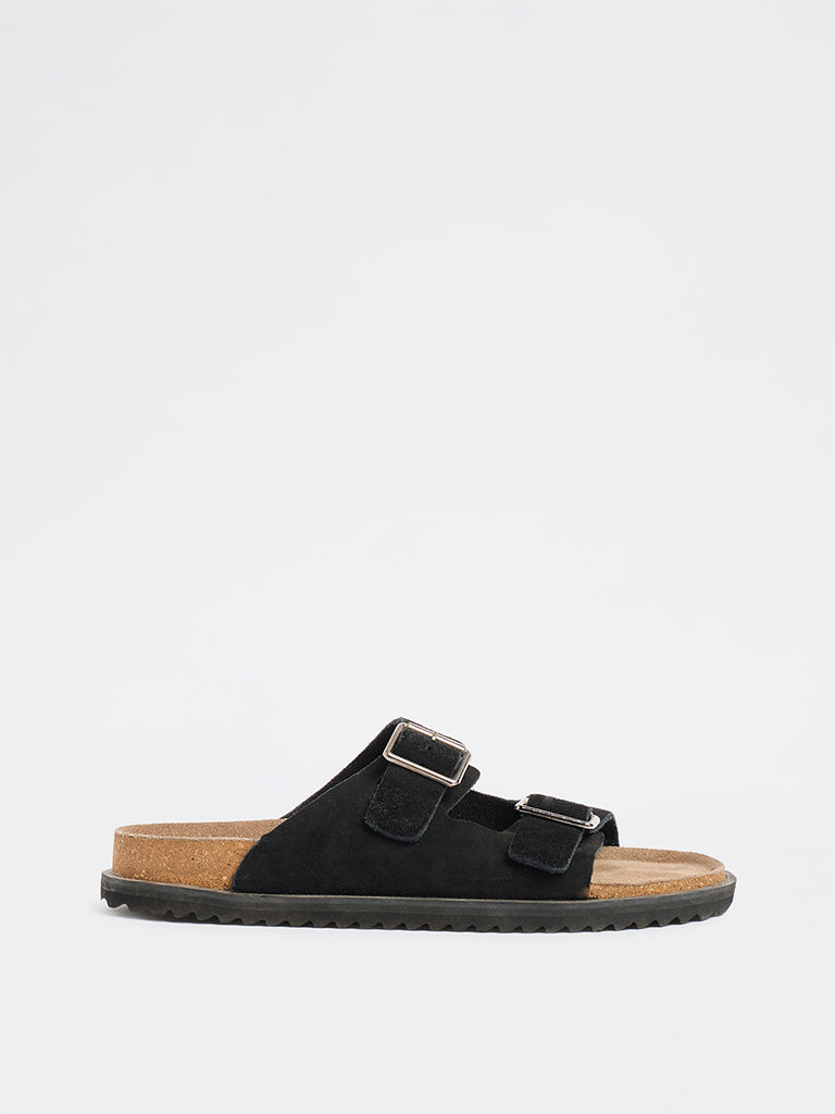 Buy SOLEPLAY Black Dual-Strap Slip-On Suede Sandals from Westside