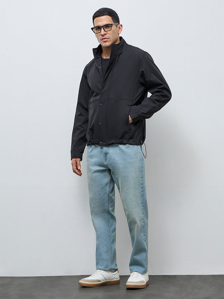 Buy WES Casuals Black Solid Relaxed-Fit Jacket from Westside