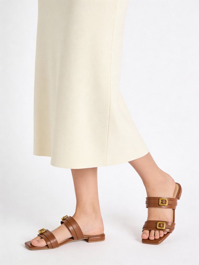 Buy LUNA BLU Tan Buckle-Detailed Sandals from Westside