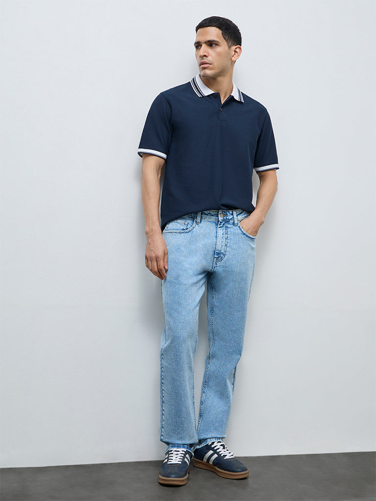 Buy WES Casuals Blue Faded Relaxed-Fit Mid-Rise Jeans from Westside