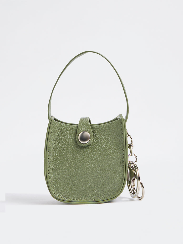 Buy Westside Accessories Olive Textured Mini Bucket Bag Charm from Westside
