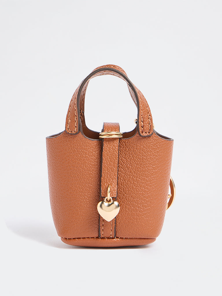 Buy Westside Accessories Tan Textured Mini Bag Charm from Westside