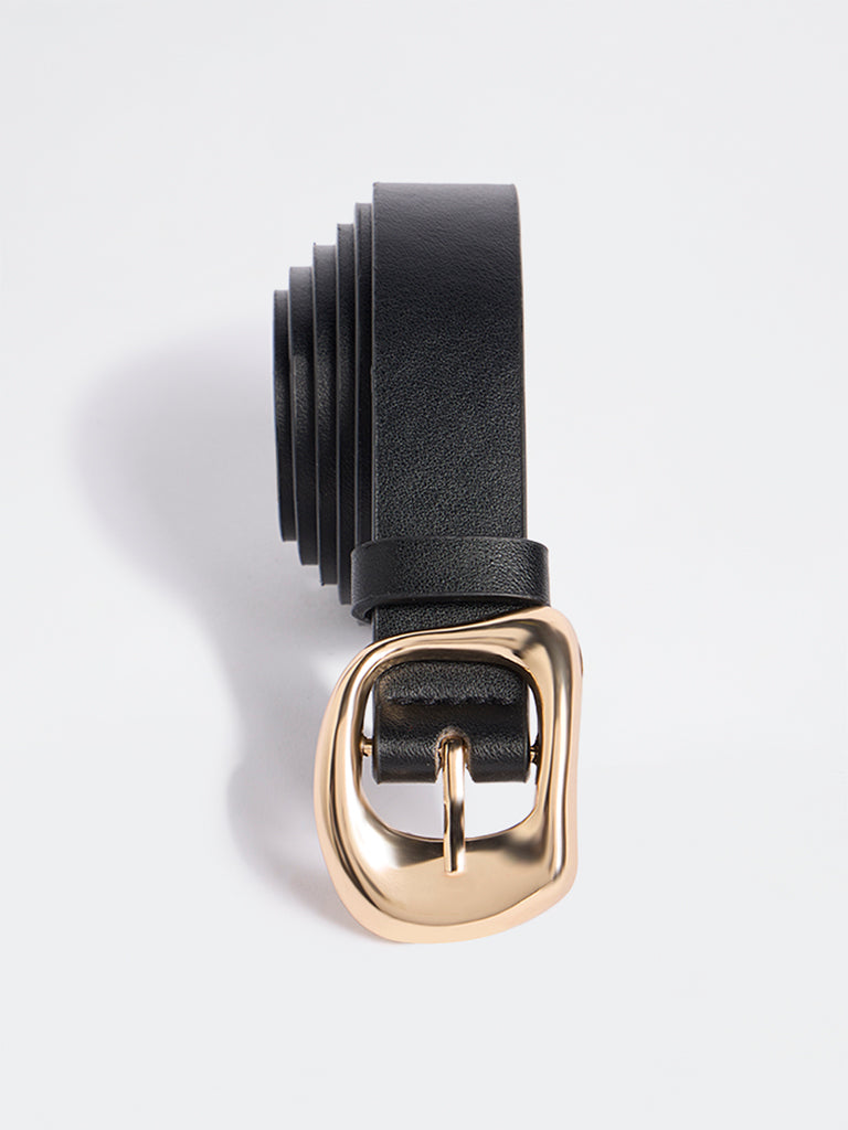 Buy Westside Accessories Black Molten Buckle Belt from Westside
