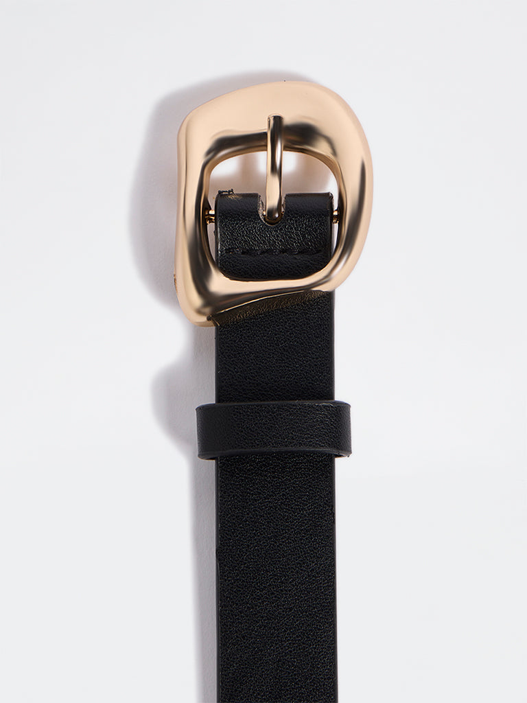 Buy Westside Accessories Black Molten Buckle Belt from Westside