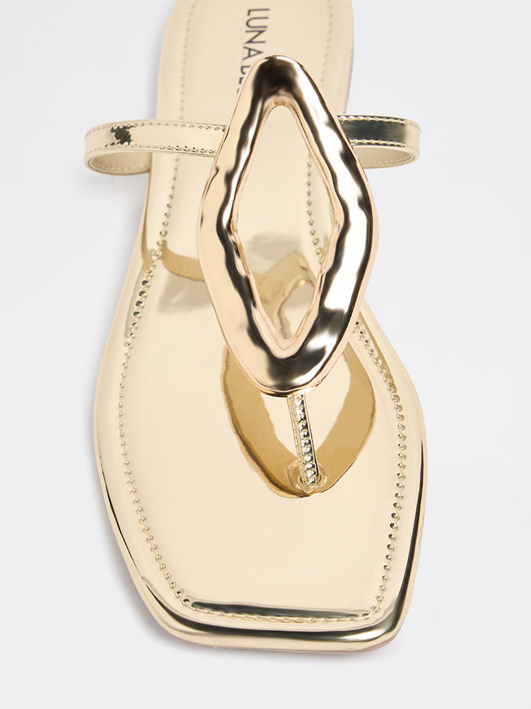 Buy LUNA BLU Golden Metallic Detailed Slides from Westside