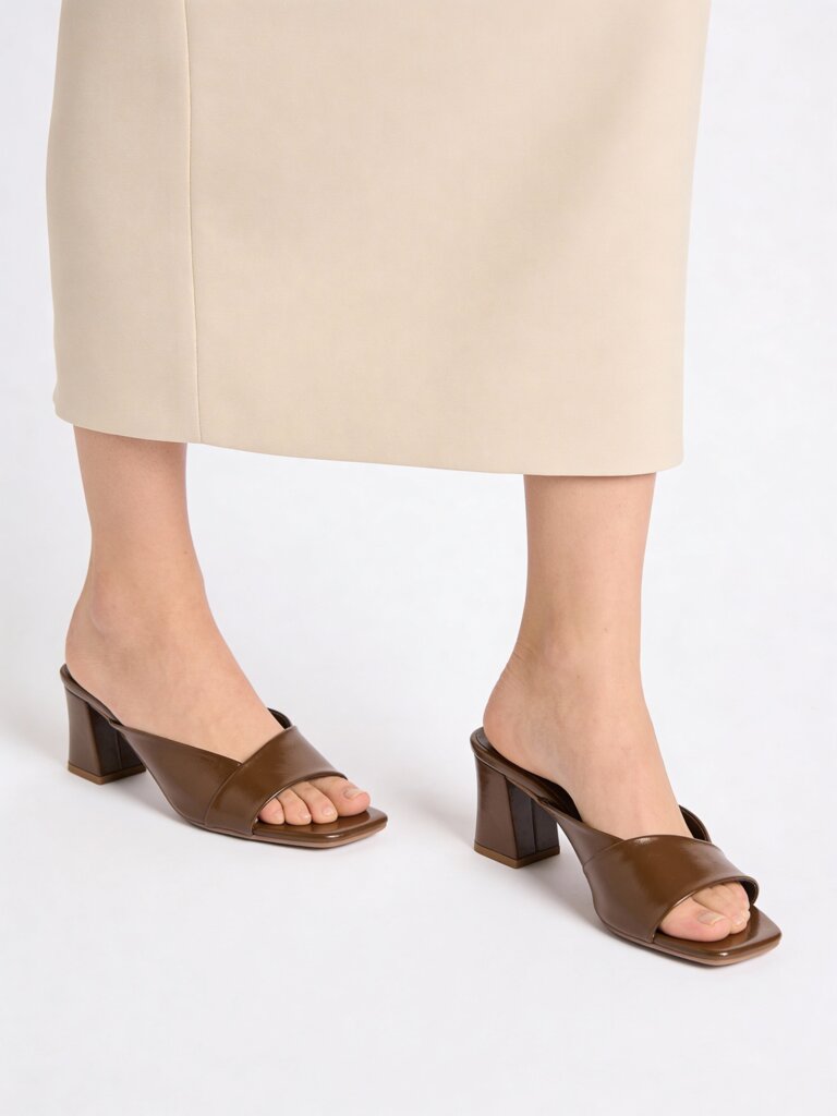 Buy LUNA BLU Dark Brown Mule-Heel Sandals from Westside
