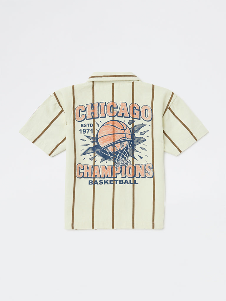 Buy HOP Kids Boys Off-White Printed Cotton Shirt from Westside