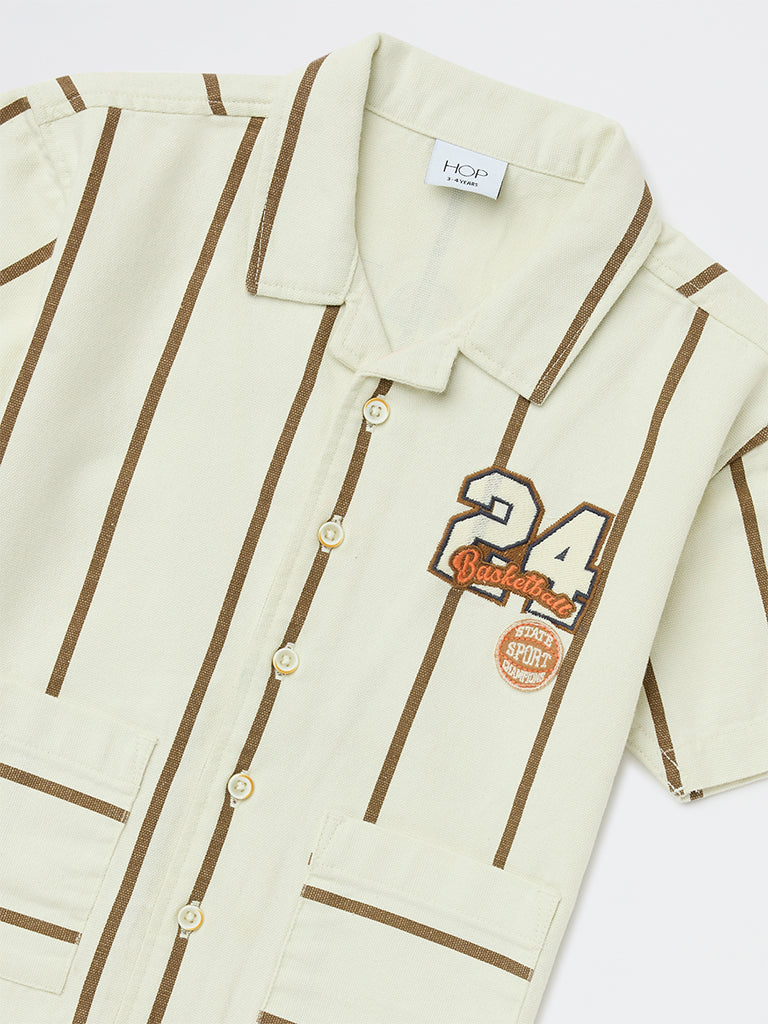 Buy HOP Kids Boys Off-White Printed Cotton Shirt from Westside