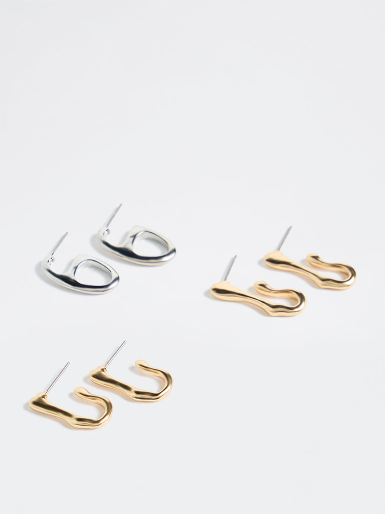 Buy Westside Accessories Gold and Silver Multi-Shape Hoop Earrings ...