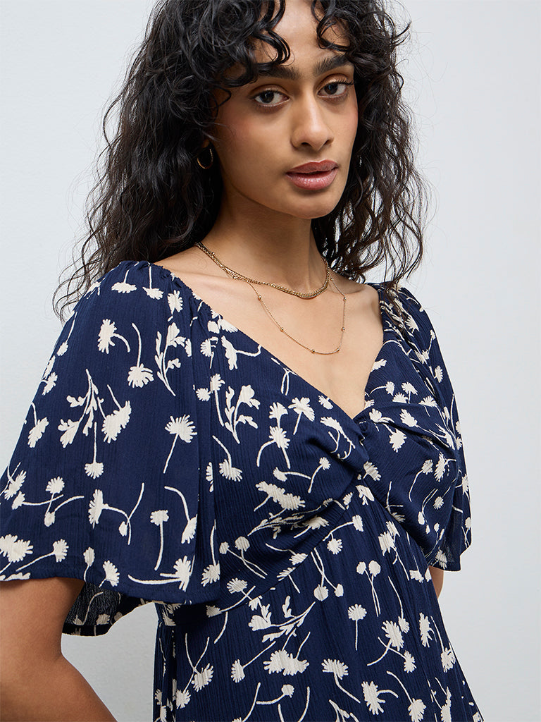 Buy LOV Navy Floral A-Line Dress from Westside