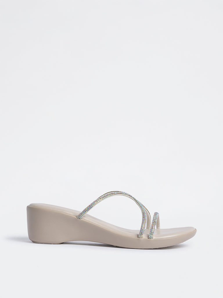 Buy LUNA BLU Ivory Embellished Wedge Heel Sandals from Westside