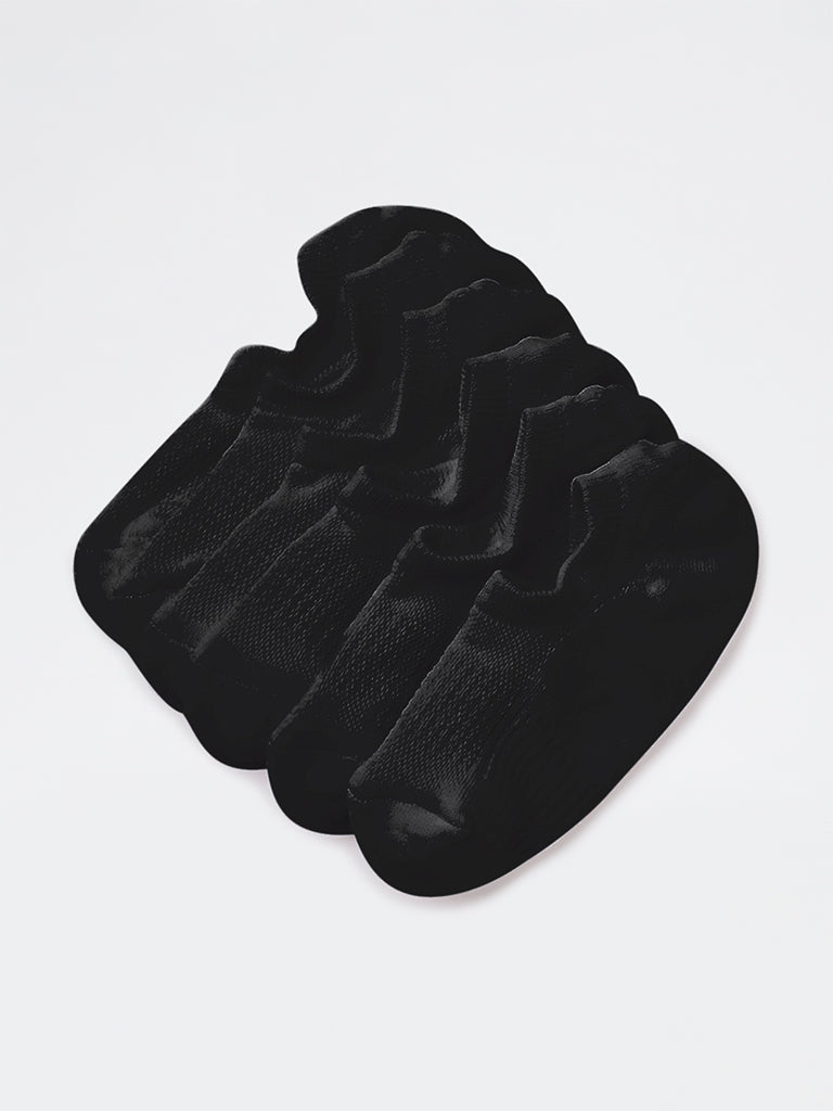 Buy WES Lounge Black Textured Cotton-Blend Socks - Pack of 3 from Westside