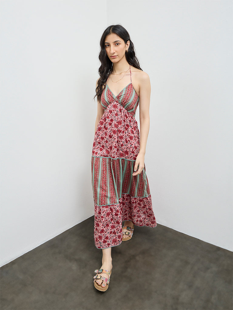 Buy Bombay Paisley Pink Floral Cotton A-Line Dress from Westside