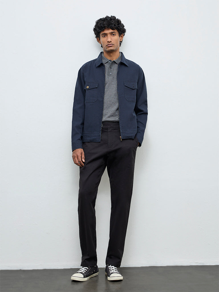 Buy WES Casuals Navy Relaxed-Fit Cotton Jacket from Westside