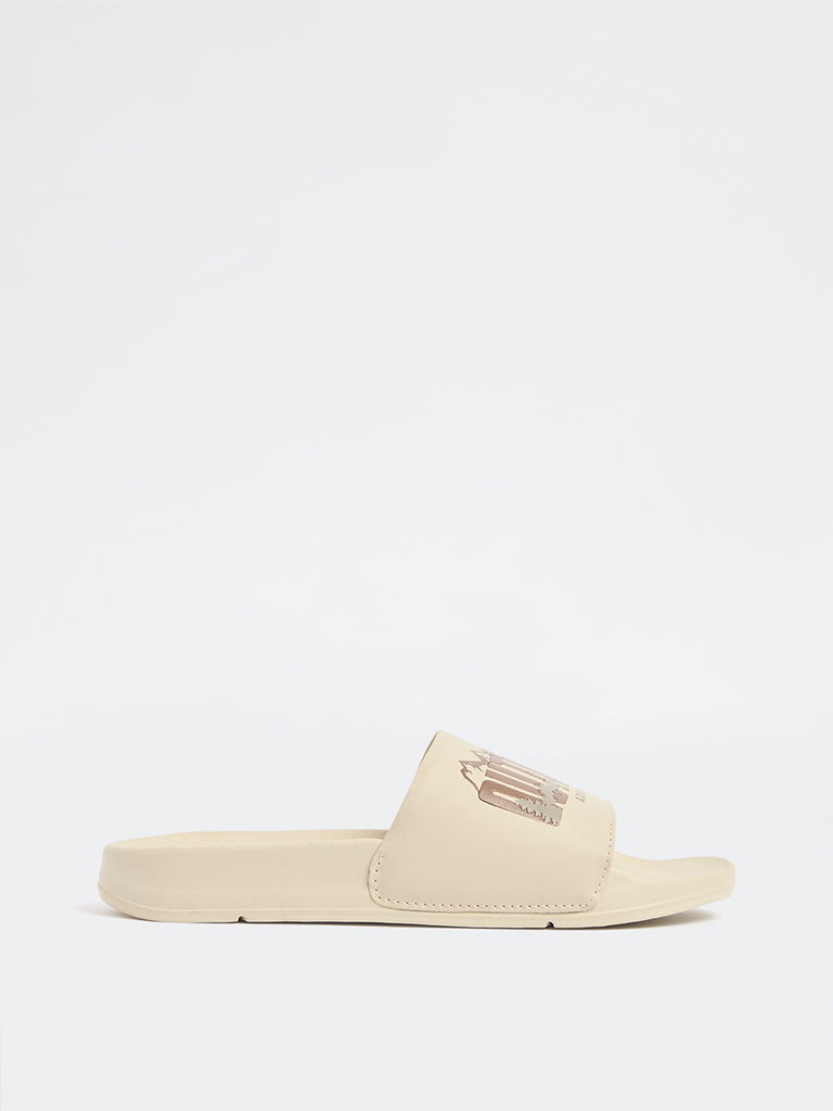 Buy SOLEPLAY Beige Printed Pool Slides from Westside