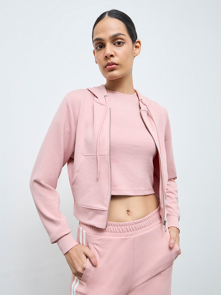 Buy Nuoflexx Dusty Pink Solid Hooded Jacket from Westside