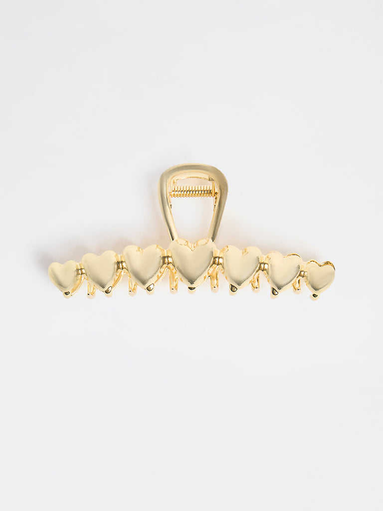 Buy Westside Accessories Gold Statement Heart Hair Clip from Westside