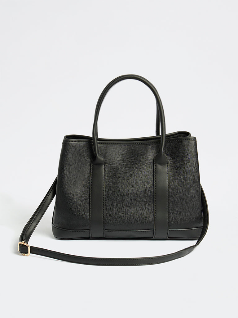 Buy Westside Black Satchel Bag with Sling Handle, Bag Charm and Scarf ...