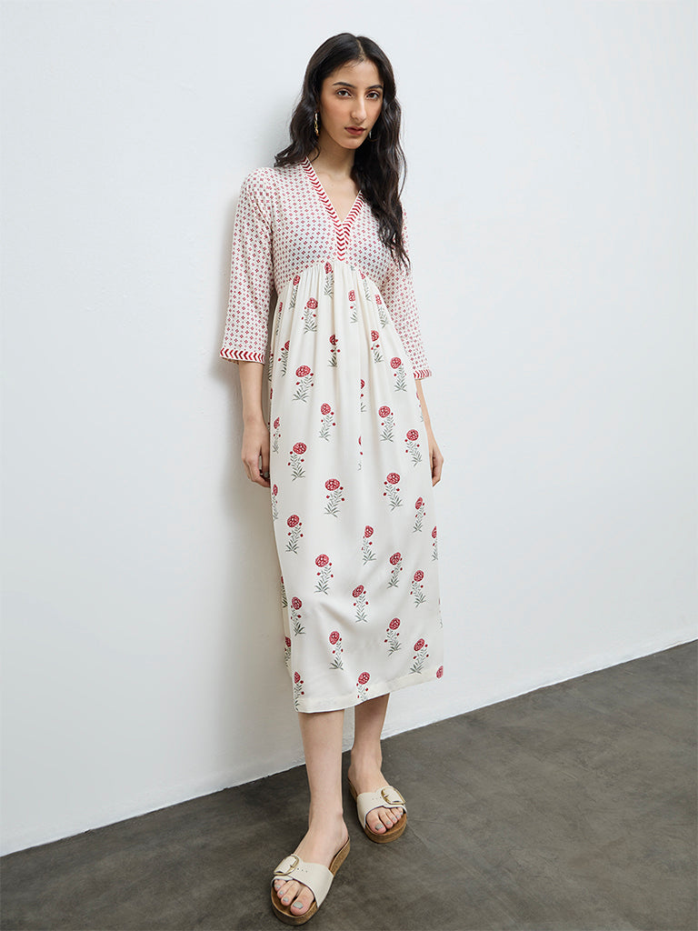 Buy Bombay Paisley Off-White Floral Empire-Line Dress from Westside