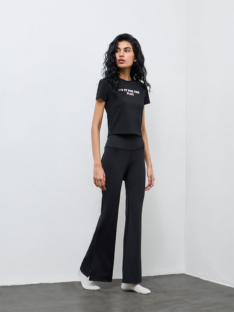 Buy Superstar Black High-Rise Bootcut Pants from Westside