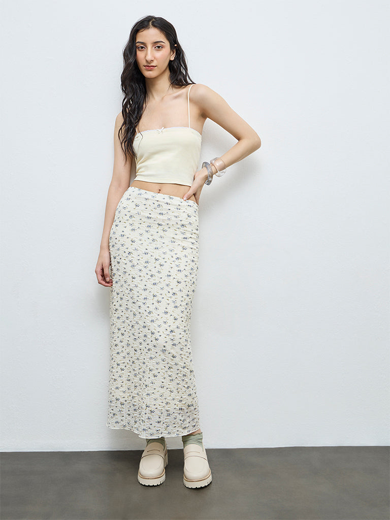 Buy Nuon Off-White Floral High-Rise Skirt from Westside