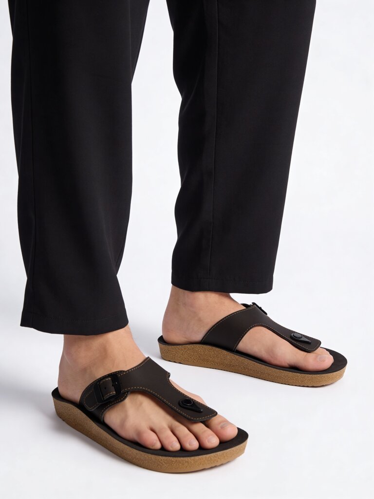 Buy SOLEPLAY Dark Brown Buckle-Detailed Thong Strap Sandals from Westside