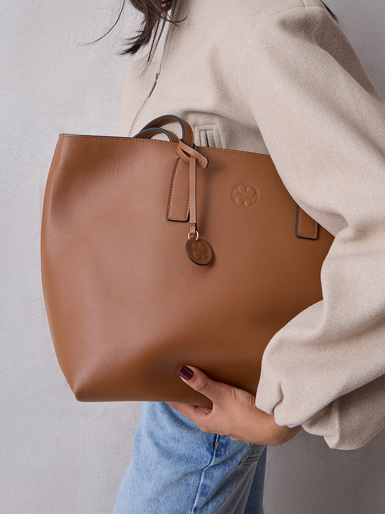 Buy WHITE DOOR x POME LUXE Alice Shopper Tote Tan Bag from Westside