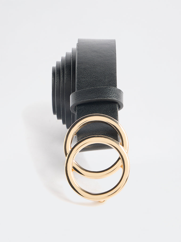 Buy Westside Accessories Black Double-Ring Detail Belt from Westside