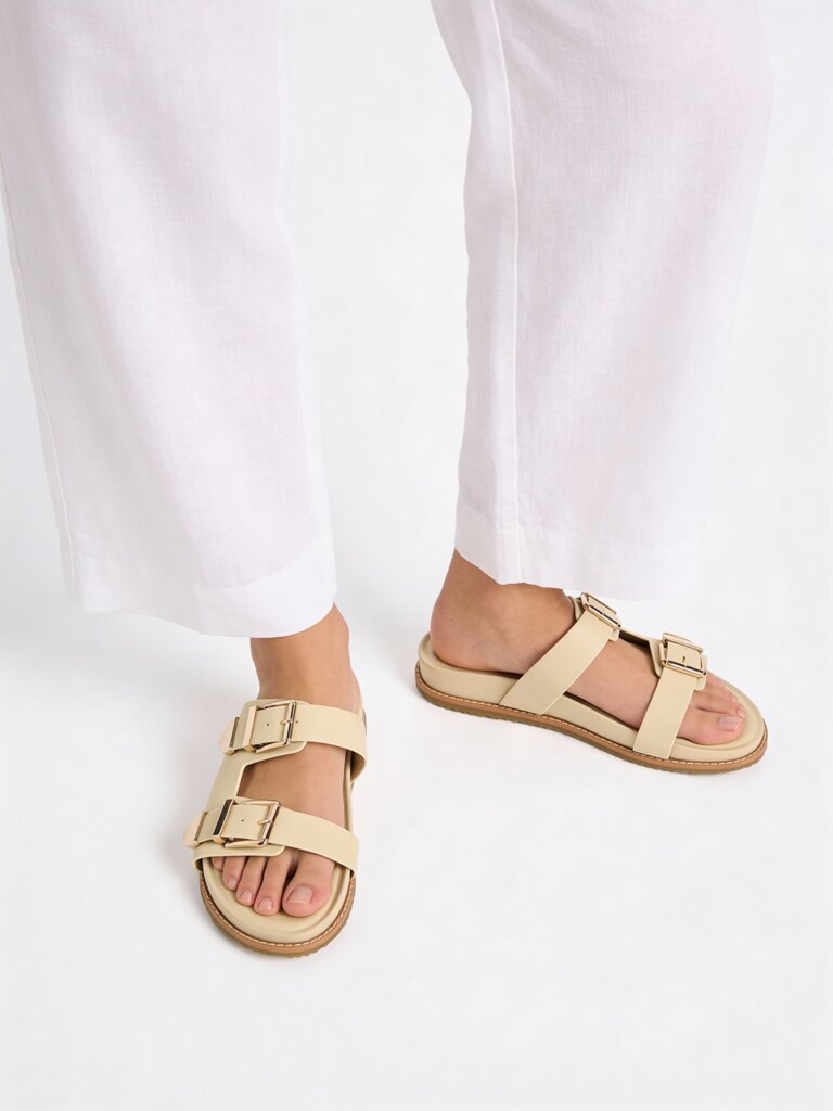 Buy LUNA BLU Ivory Buckle-Detailed Comfort Sandals from Westside