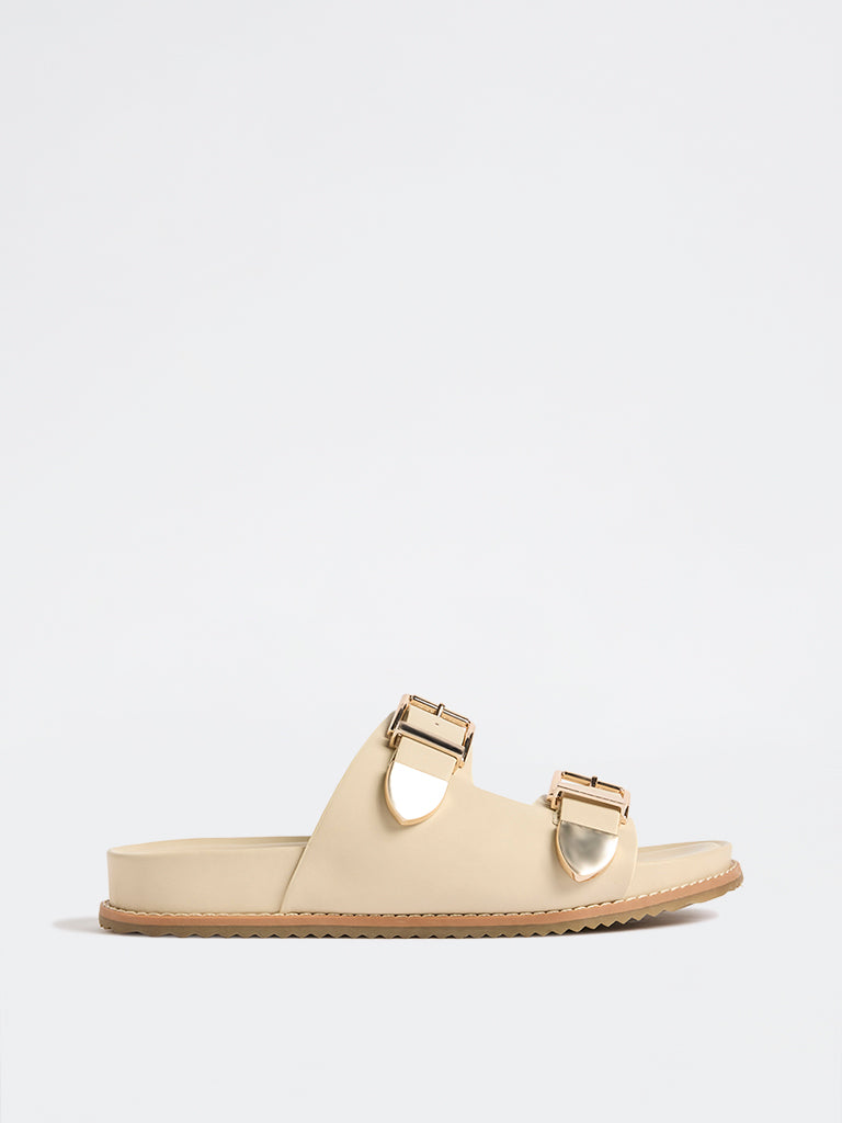 Buy LUNA BLU Ivory Buckle-Detailed Comfort Sandals from Westside
