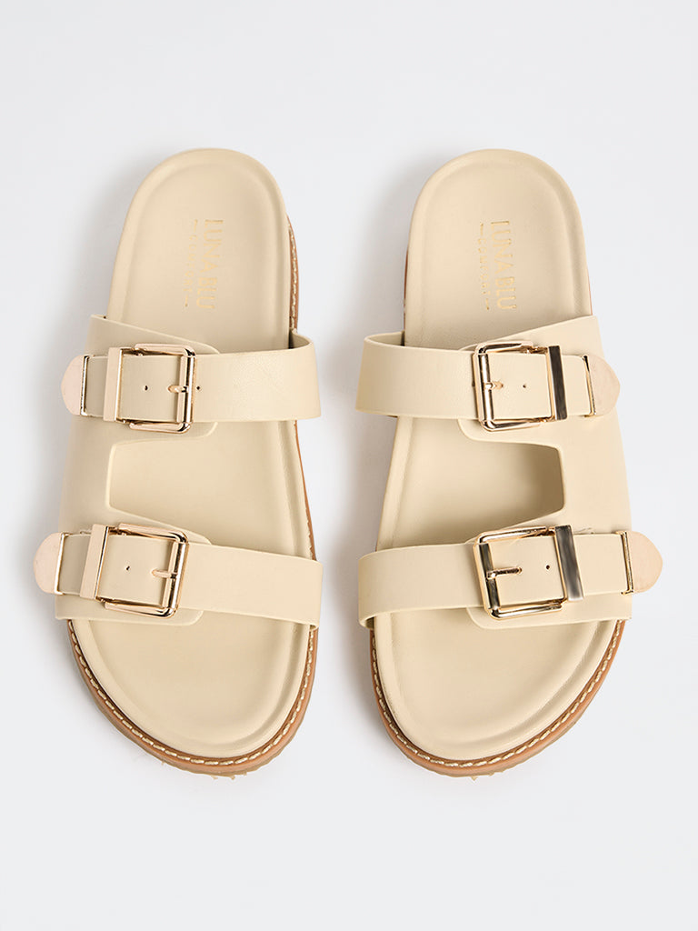 Buy LUNA BLU Ivory Buckle-Detailed Comfort Sandals from Westside