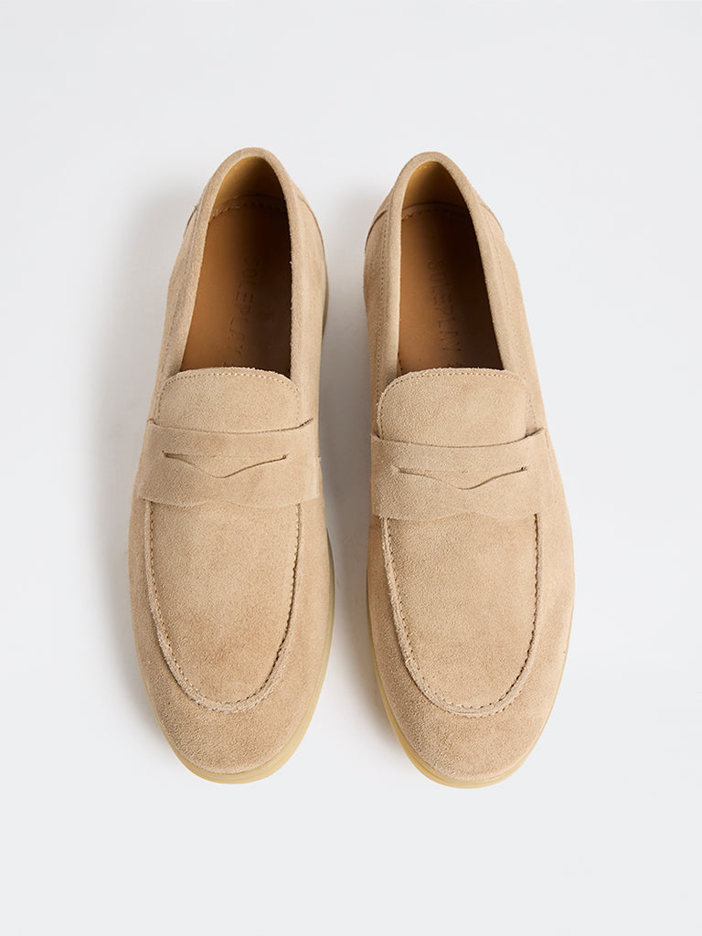Buy SOLEPLAY Beige Suede Penny Loafers from Westside