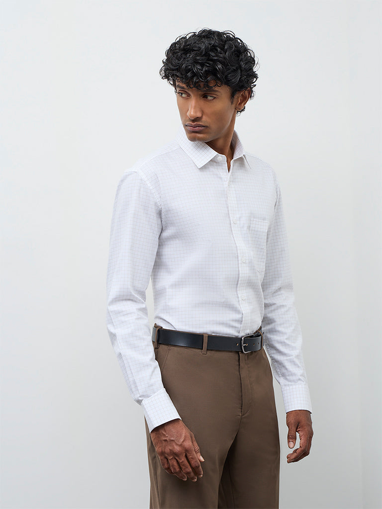 Buy WES Formals Off-White Check Relaxed Fit Cotton Shirt from Westside