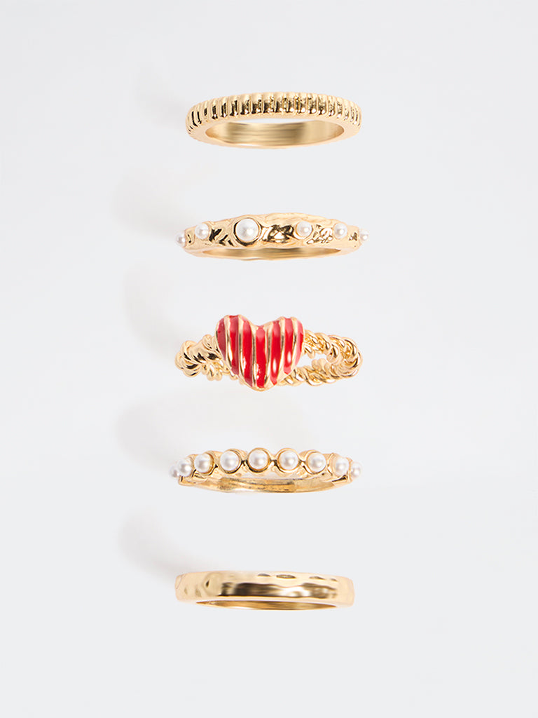 Buy Westside Accessories Gold Multi-Ring Stack - Pack of 5 from Westside