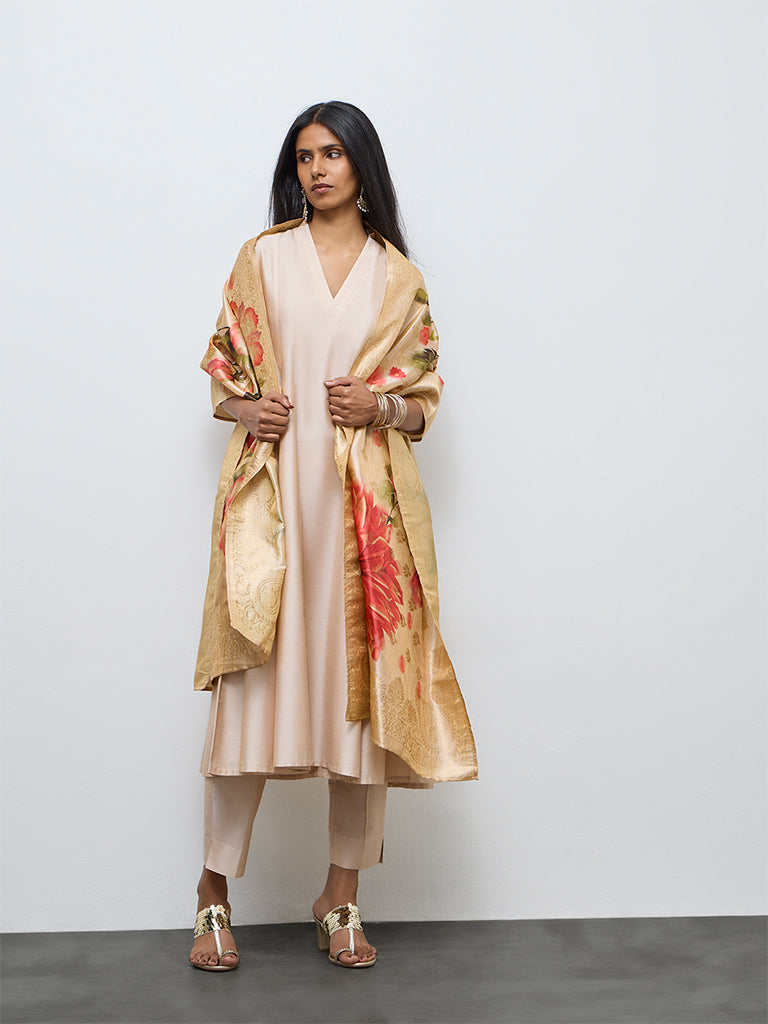 Buy Vark Beige Solid Anarkali Ethnic Set from Westside