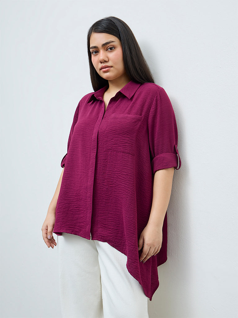 Buy Gia Wine Textured Shirt from Westside