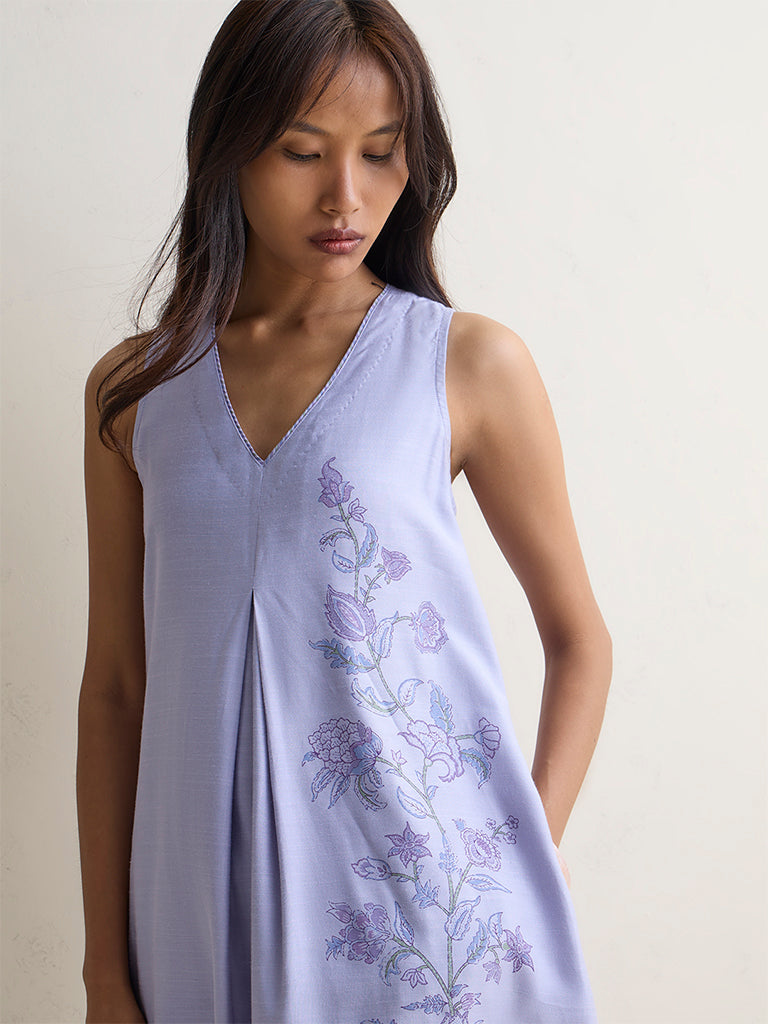 Buy Zuba Lilac Floral Design A-Line Kurta from Westside