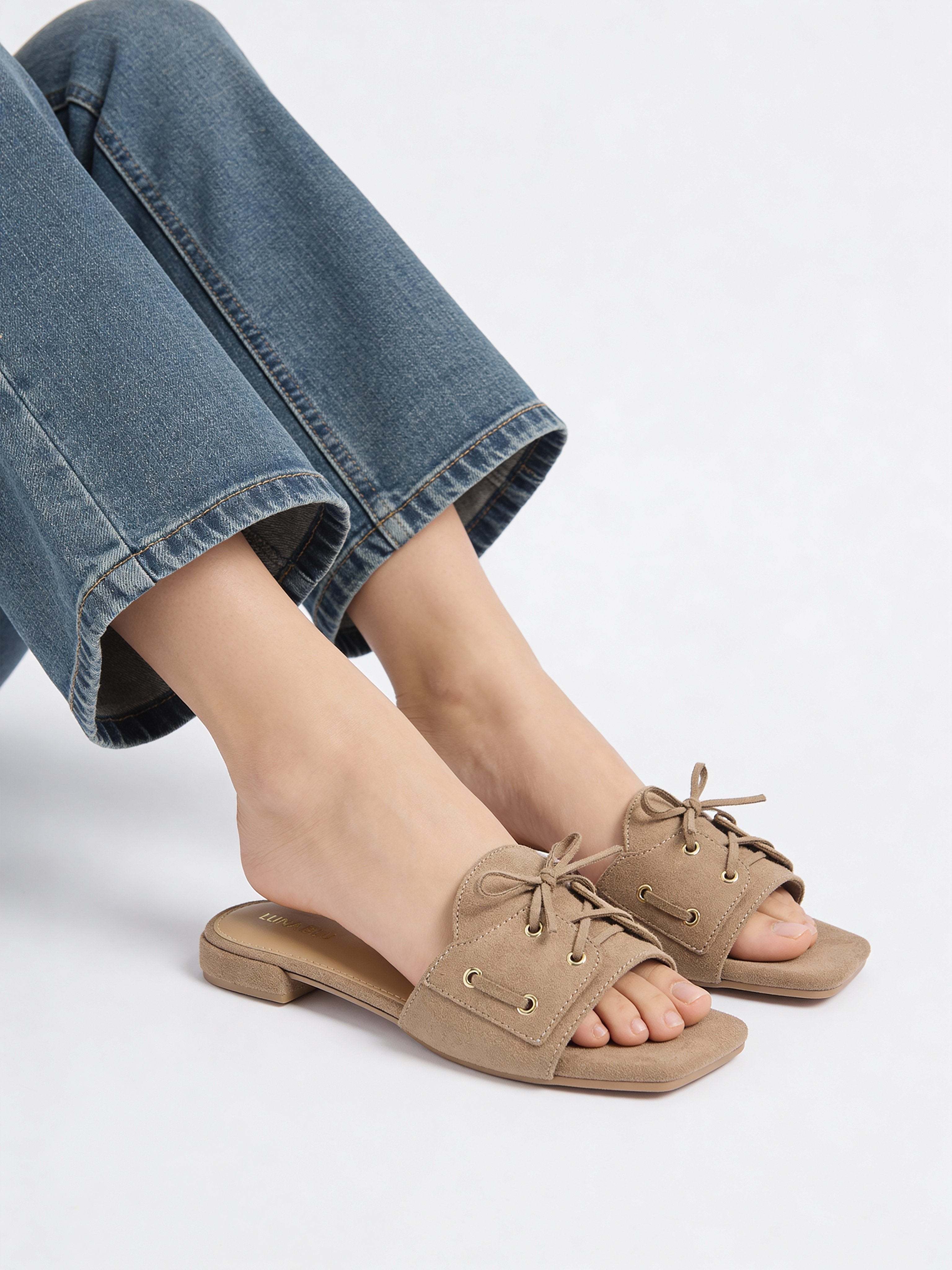 Buy LUNA BLU Taupe Criss-Cross Detailed Sandals from Westside
