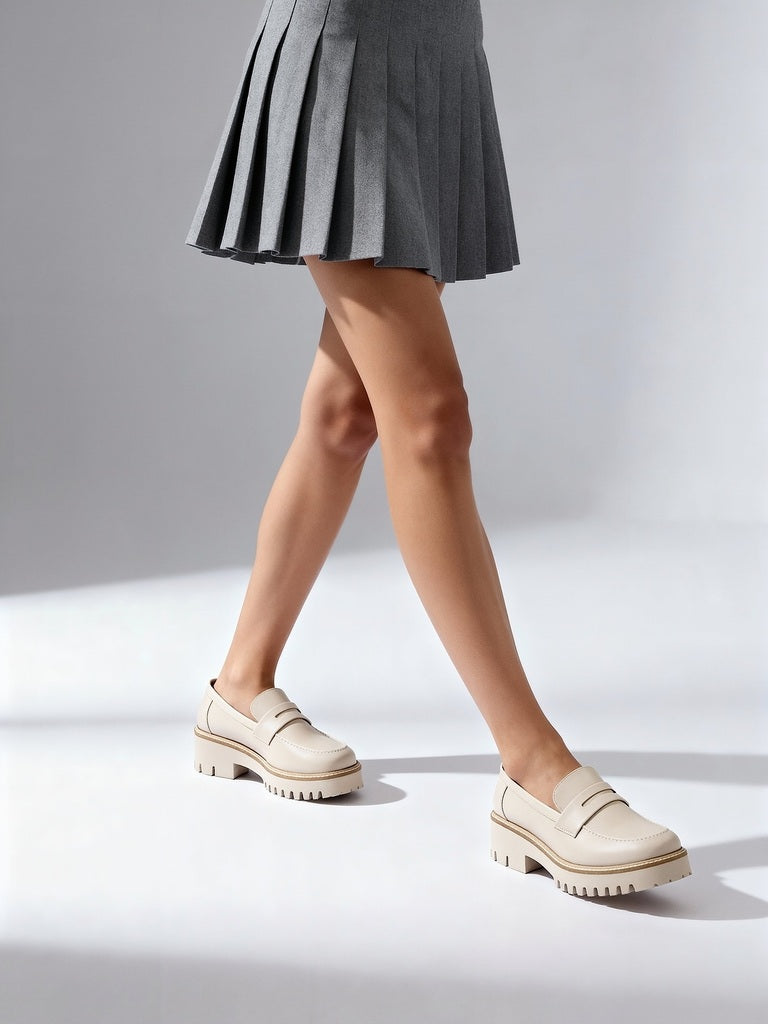 Buy LUNA BLU Ivory Chunky Loafers from Westside