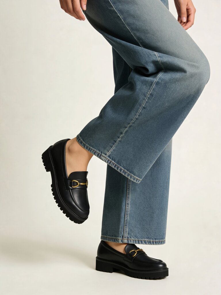 Buy LUNA BLU Black Metal-Detailed Chunky Loafers from Westside